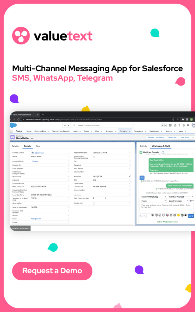 Case Study - Insurance - ValueText | Multi-Channel Messaging App for Salesforce | SMS, WhatsApp ...